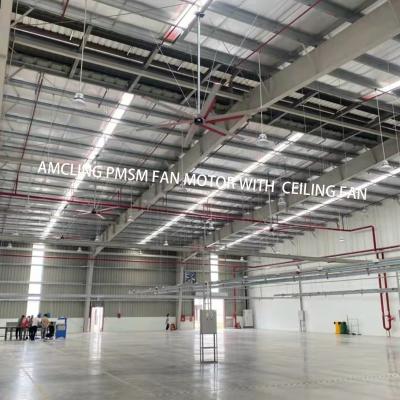 China 40dB Noise Level 6m 20ft 6 Blades HVLS Fans Industrial Large Ceiling Fan with Cooling Fan Motor for sale