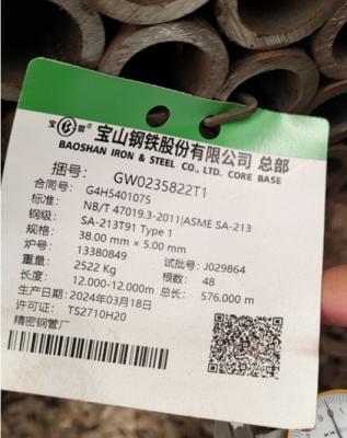 China Material de stock Baosteel SA213 T91 38X5 mm en venta
