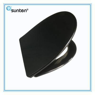 China Toilet Seat Bathroom Urea Material Black V Shape Toilet Seat Covers for sale