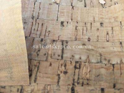 China Real Wood Pattern Rubber Sheet Roll Natural Cork Leather Fabric for Shoes Making for sale
