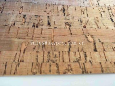 China Real Wood Pattern Rubber Sheet Roll Natural Cork Leather Fabric for Shoes Making for sale