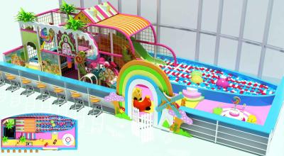 China candy theme kids playscape children's play gym with large ball pit indoor slide for kids for sale
