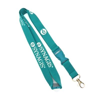China Silkscreen printed 10/15/20/25mm width Flat polyester lanyard / neck strap with plastic buckle for sale