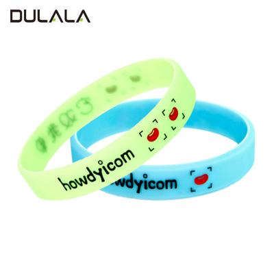 China Debossed color filled silicon wristband, Debossed silicone bracelet, Custom logo rubber bracelet for sale