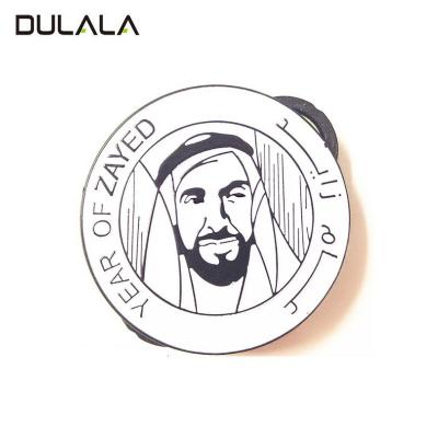 China Saudi Arabia hot sale stamped Iron soft enamel lapel pin with black magnet for sale