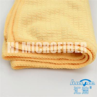 中国 編まれたMicrofiberの清拭布30*40cmの黄色い配管された世帯のクリーニング タオル 販売のため