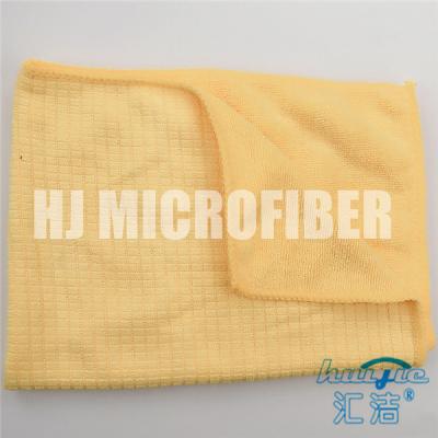 中国 編まれたMicrofiberの清拭布30*40cmの黄色い配管された世帯のクリーニング タオル 販売のため