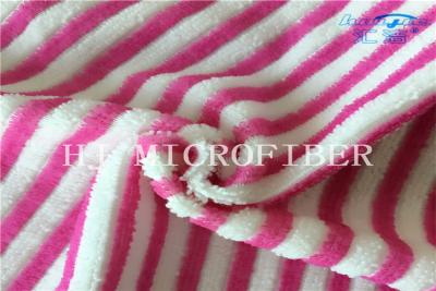 China Red And White Color Stripe Microfiber Cleaning Towel Cloth For Home Using Super Absorbent for sale
