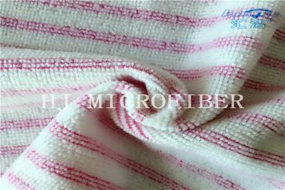China Red And White Color Stripe Microfiber Cleaning Towel Cloth For Home Using Super Absorbent for sale