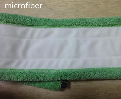 China De Zwabber van het Microfiberstof 13*51cm Vacht die van het Vouwen Groene Koraal de Witte Stootkussens van de Klitband Natte Zwabber steunen Te koop