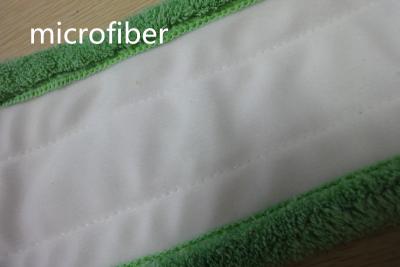 China De Zwabber van het Microfiberstof 13*51cm Vacht die van het Vouwen Groene Koraal de Witte Stootkussens van de Klitband Natte Zwabber steunen Te koop