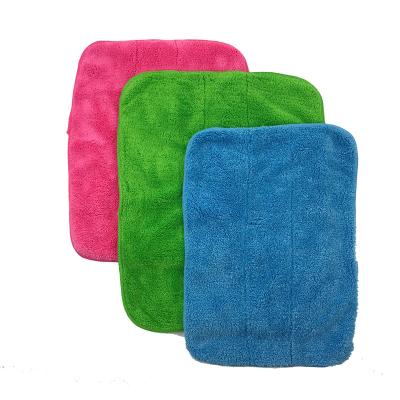 中国 80%ポリエステルMicrofiberの清拭布の青い珊瑚の羊毛25x30をステッチする裏編み 販売のため