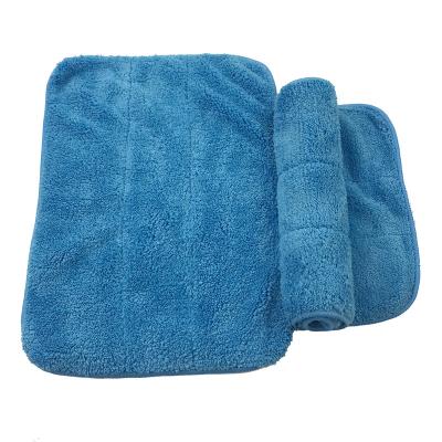 中国 80%ポリエステルMicrofiberの清拭布の青い珊瑚の羊毛25x30をステッチする裏編み 販売のため