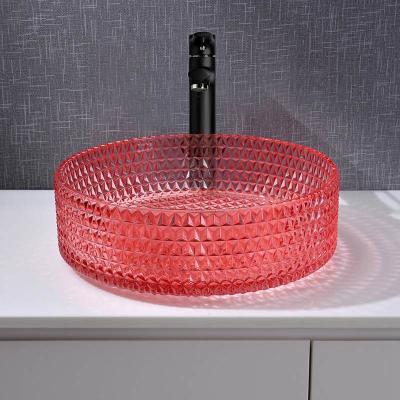 Cina Lavandini della nave del bagno del bacino di Crystal Glass Red Hand Wash in vendita