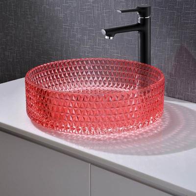 Cina Lavandini della nave del bagno del bacino di Crystal Glass Red Hand Wash in vendita