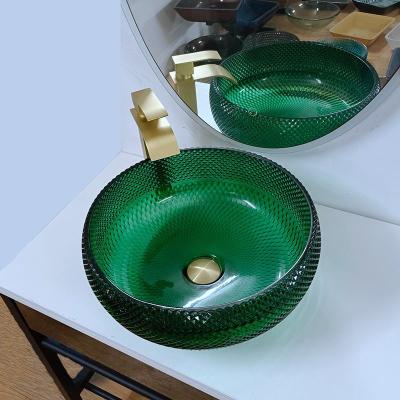 China Groene de Bassinsijdelheid Diamond Mordern Round Bathroom van het Glasschip Te koop