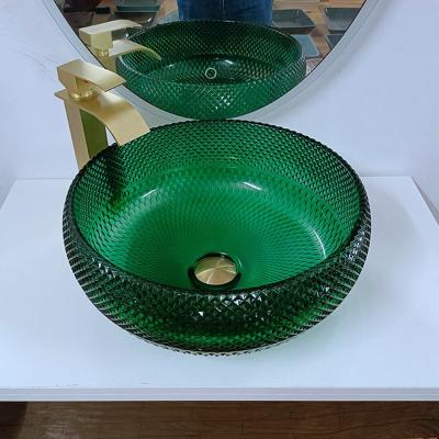 China Groene de Bassinsijdelheid Diamond Mordern Round Bathroom van het Glasschip Te koop