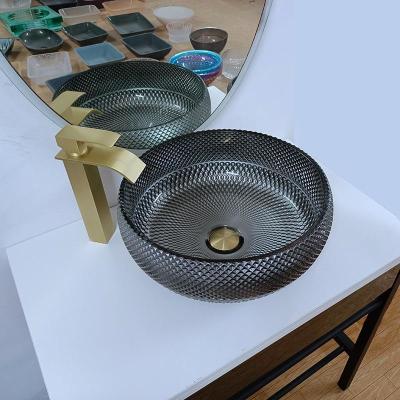 China bacia de prata do dissipador do banheiro do projeto italiano de 180mm em volta da bacia de lavagem contrária do tampo da mesa azul à venda