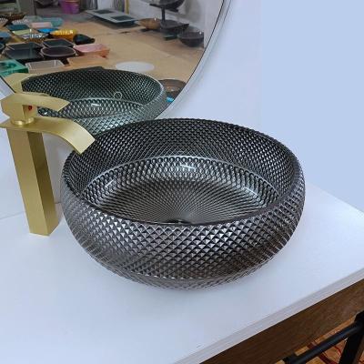 China bacia de prata do dissipador do banheiro do projeto italiano de 180mm em volta da bacia de lavagem contrária do tampo da mesa azul à venda
