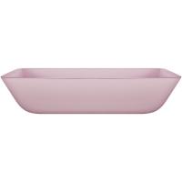 China Pink Bathroom Countertop Basins Rectangular Tempered Glass Acid Matt for sale