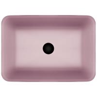 China Pink Bathroom Countertop Basins Rectangular Tempered Glass Acid Matt for sale