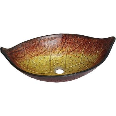 Cina la foglia del lavandino 180mm del bagno del classico di 12mm modella il rame ovale dell'oro del lavabo del piano d'appoggio di forma in vendita