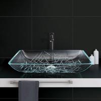 China CNC Engraving Bathroom Wash Basins Rectangular Counter Top Scratch Resistant Super Clear for sale