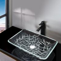 China CNC Engraving Bathroom Wash Basins Rectangular Counter Top Scratch Resistant Super Clear for sale