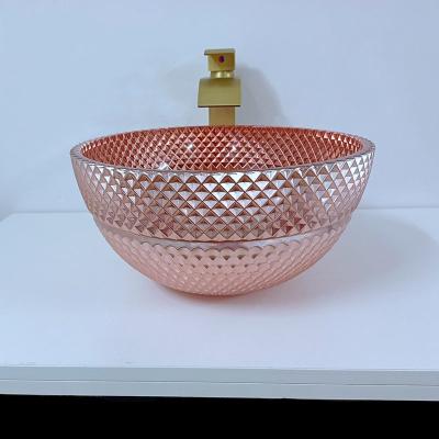 Cina Vetro Shinning Rose Gold Vessel Sink Square sopra contro placcata in vendita
