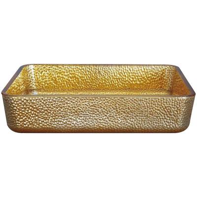 China Luxury Gold Rectangular Vessel Sinks 4.2 Inch Modern Deep Bathroom Sink Basin for sale