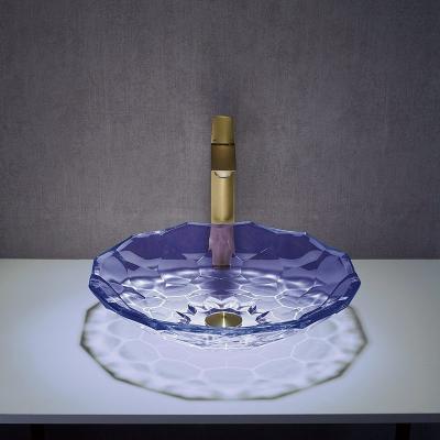 Cina Moderni sfaccettati modellano il lavabo porpora dell'OEM del lavandino di vetro del bagno in vendita