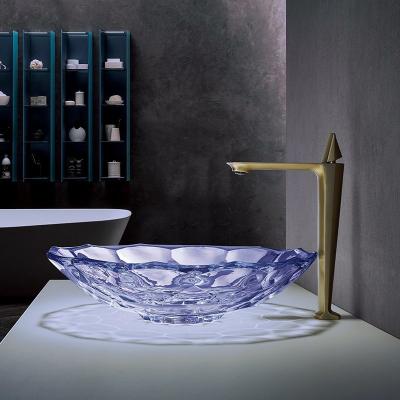 Китай Граненные современные формируют таз мытья стеклянного OEM раковины Bathroom пурпурный продается