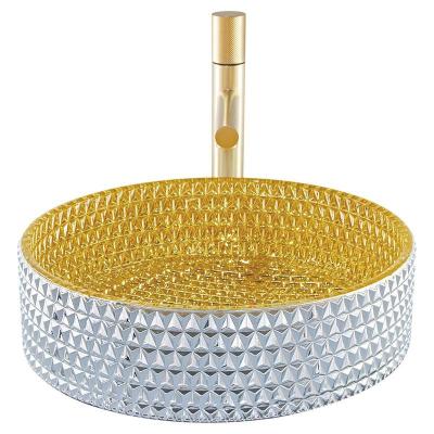 中国 OEMの丈夫なガラス洗面器の金色内部の120mmの高さ 販売のため
