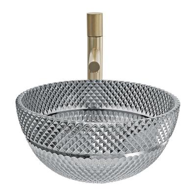 China Crystal Glass Round Countertop Basin moderno para o banheiro à venda