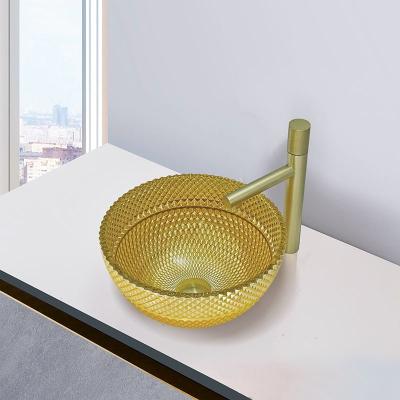 China el cuarto de baño de cristal del color oro del lavabo 18K del agujero de dren de 45m m se hunde para el hotel casero en venta