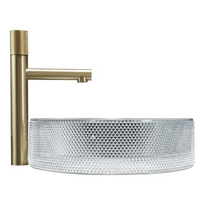 China Opgezet Countertop van kras Bestand Crystal Clear Glass Vessel Basins Te koop