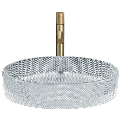 China Opgezet Countertop van kras Bestand Crystal Clear Glass Vessel Basins Te koop