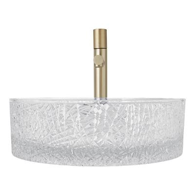 Cina Lo stile europeo intorno ai bacini di vetro della nave ghiaccia Ridge Crystal Clear Wash Basin in vendita