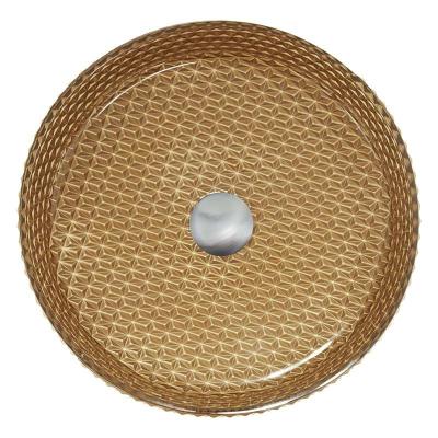 Cina 45mm Crystal Glass Wash Basin Gold colorano il lavandino cilindrico di vanità del bagno di forma in vendita