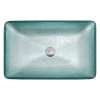 China Silver Tempered Bath Wash Basins Glass Bowl Rectangular Table Top Solid for sale