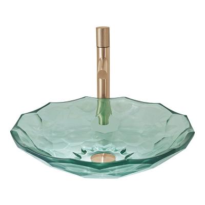 China Lichtgroene de Vormcountertop van Kleurencrystal glass wash basin football Bassinkom Te koop