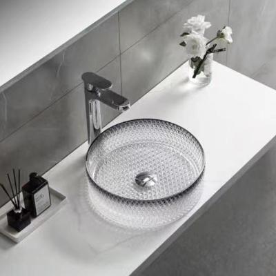 China Lavabo de cristal del negro de la pendiente que funde a Crystal Bathroom Vanity Sink a troquel en venta