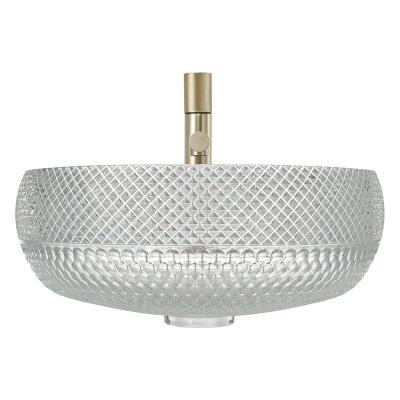 China Transparent Clear Crystal Glass Vessel Sinks Bathroom Vanity Wash Sink Above Counter for sale