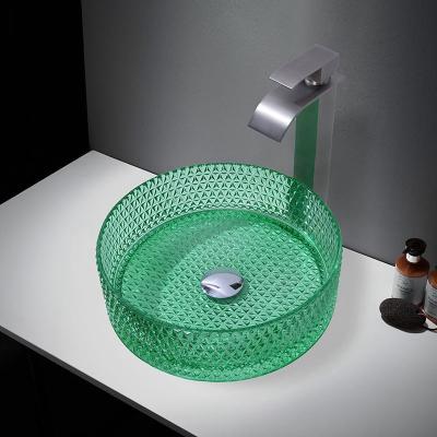 Cina Lavabo moderno in vetro a 1 foro con contenitore per lavabo da bagno in vendita