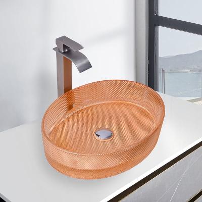China Ovale glazen wasbakken Modern oranje badkamer wasbakken Te koop