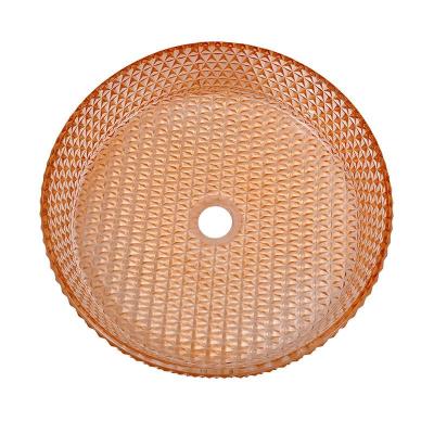 Cina Lavandino di Diamond Round Wash Hand Basin Amber Color Glass Bowl Bathroom in vendita