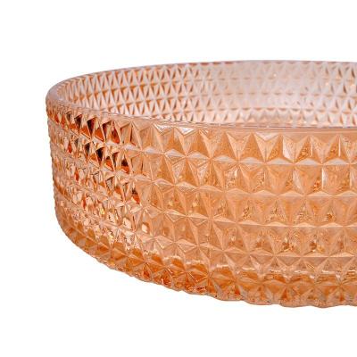 Cina Lavandino di Diamond Round Wash Hand Basin Amber Color Glass Bowl Bathroom in vendita
