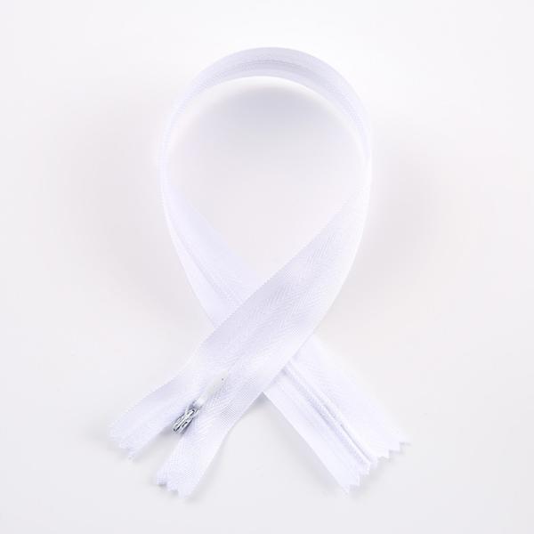 Quality Semi Auto Lock #3 Close End Nylon Sport Zipper Lightweight White Concealed Zip for sale