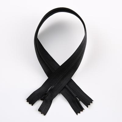 China Semi Auto Lock Nylon Invisible Zippers #3 Close End Black Concealed Zip for sale