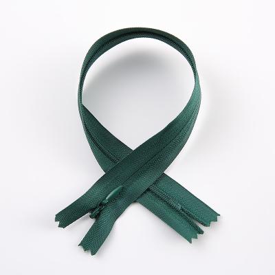 China Garment Compact Invisible Zippers Semi Auto Lock Close End #3 Nylon Conceal Zipper for sale